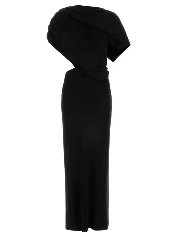 Alberta Ferretti Draped Cut-out Maxi Dress - Black
