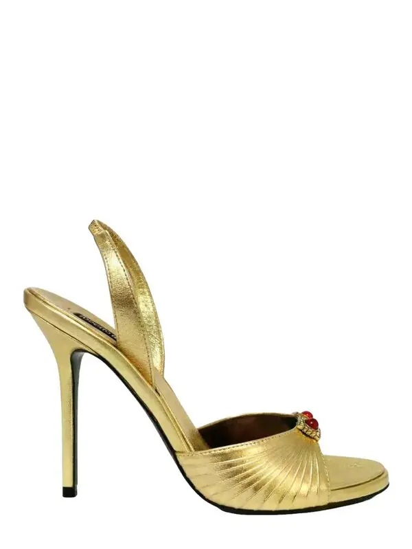 Roberto Cavalli Jewel-embellished Pleated Sandals - Gold