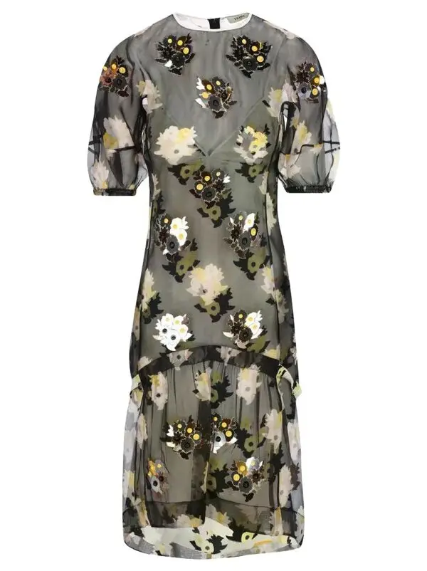 Fendi Floral-print Silk Midi Dress - Black