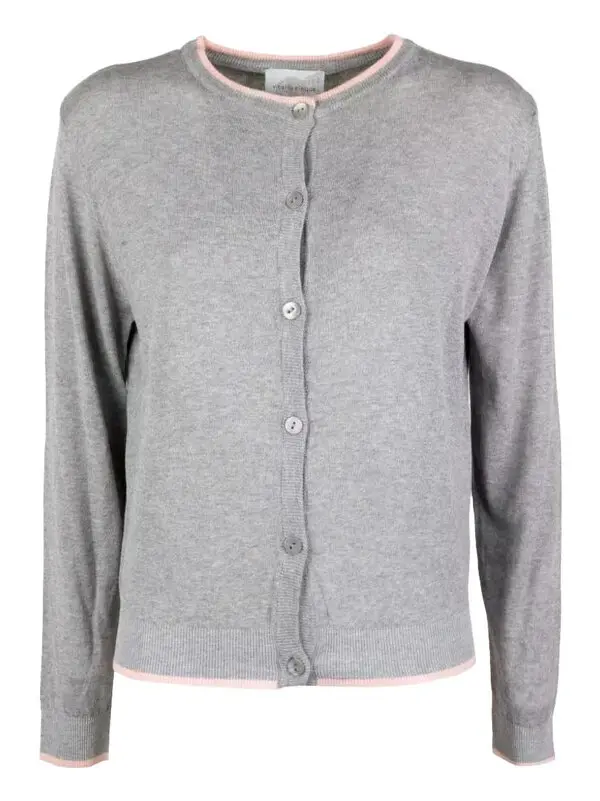 CINQUE Contrast Trim Button-up Cardigan - Grey