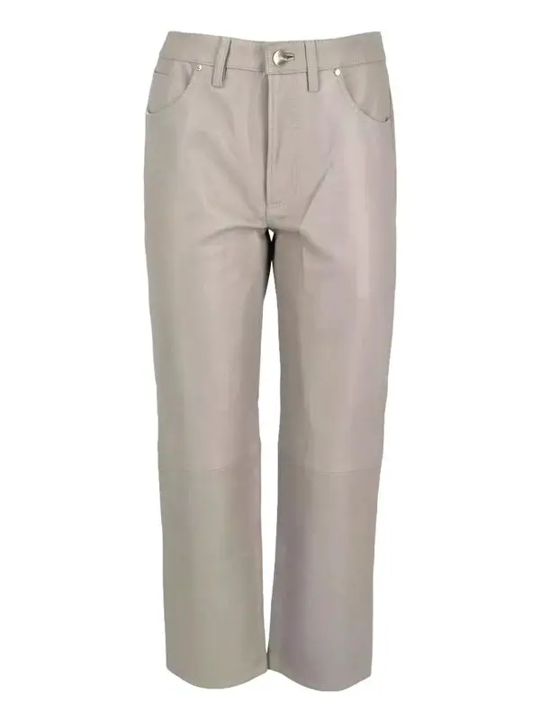 GOLDSIGN Straight-leg Leather Trousers - Grey