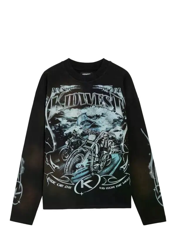 KIDWEST Graphic-print Long-sleeve T-shirt - Black
