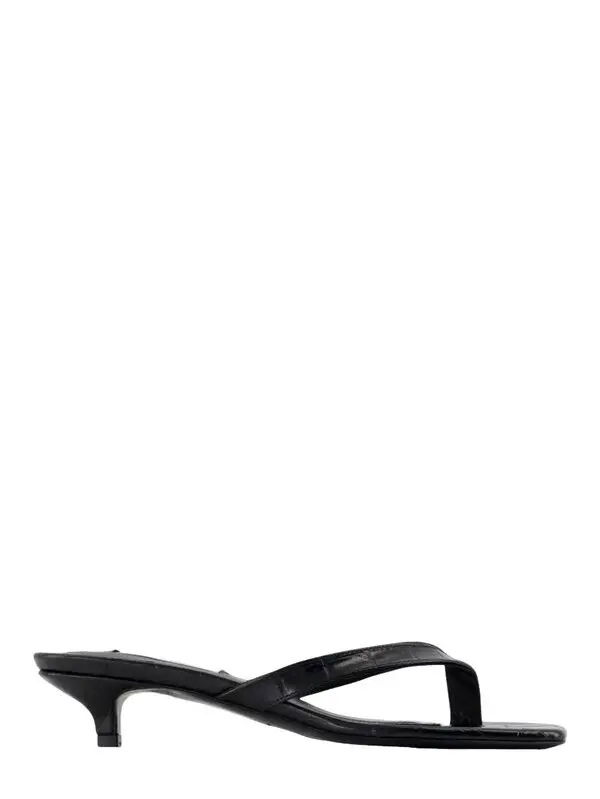TOTEME Croc-effect Kitten Heel Sandals - Black