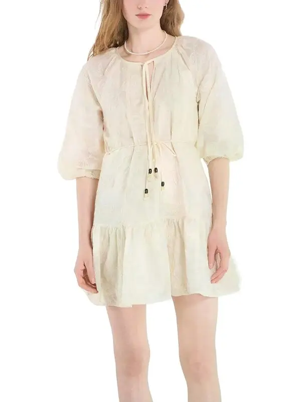 Desigual Embroidered Drawstring-waist Dress - Neutrals
