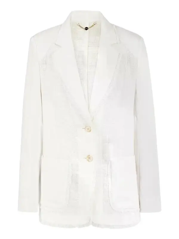 MARCCAIN Frayed-edge Single-breasted Blazer - White