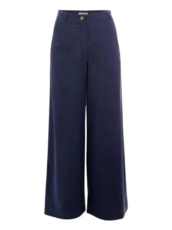 SESSUN Button-up Palazzo Pants - Blue