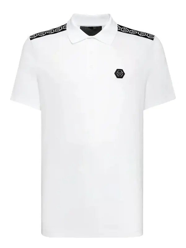 Philipp Plein Monogram-tape Logo-badge Polo Shirt - White