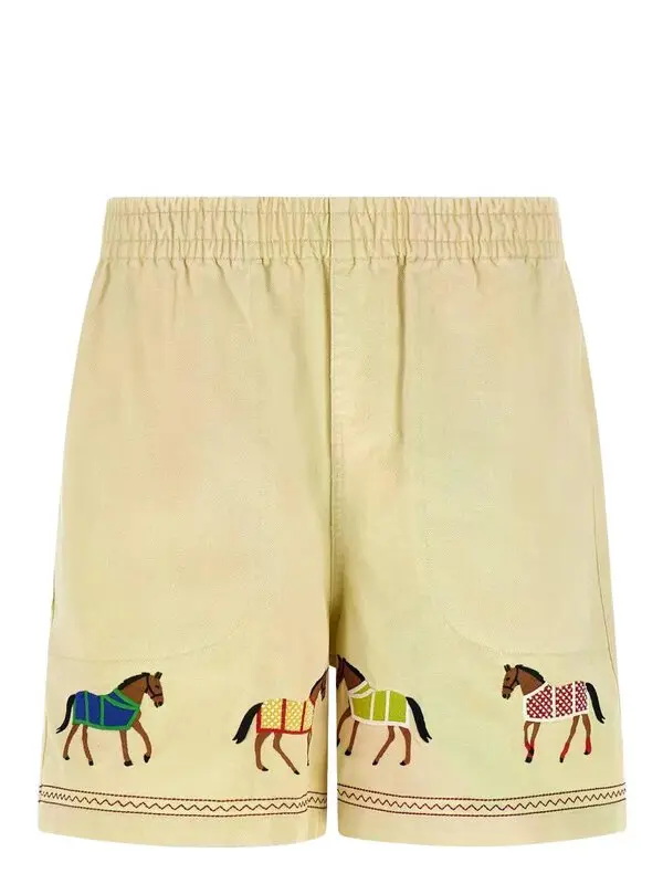 FOUND Embroidered Cotton-twill Shorts - Neutrals