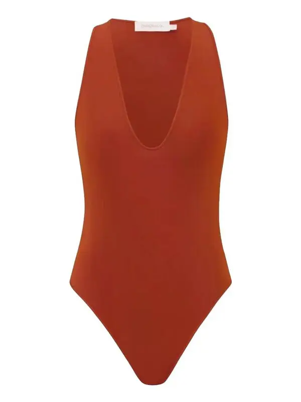 Zimmermann Luna Plunging V-neck Bodysuit - Orange