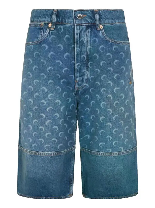 MARINE SERRE Moon Print Panelled Shorts - Blue