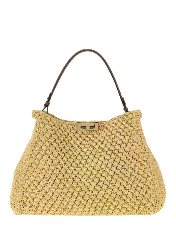 Fendi Woven Raffia Shoulder Bag - Neutrals