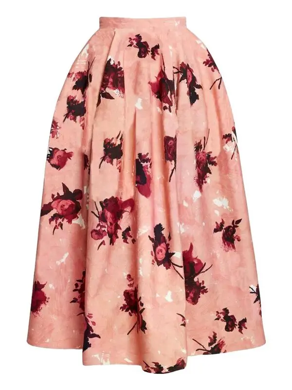 Erdem Floral-print Pleated Midi Skirt - Pink