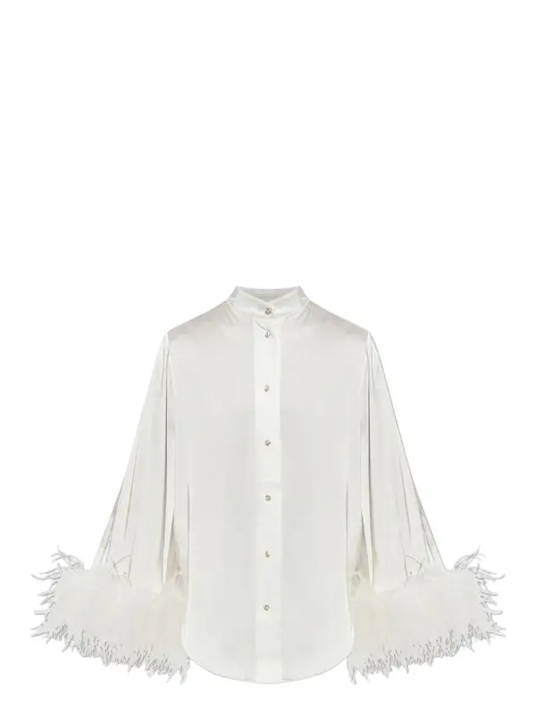 Oseree Feather-embellished Shirt - White