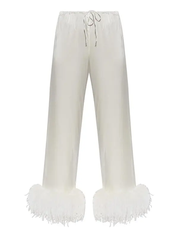 Oseree Feather-trimmed Trousers - White
