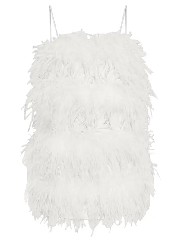 Oseree Feather Mini Dress - White