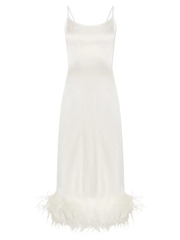 Oseree Feather-embellished Maxi Dress - White