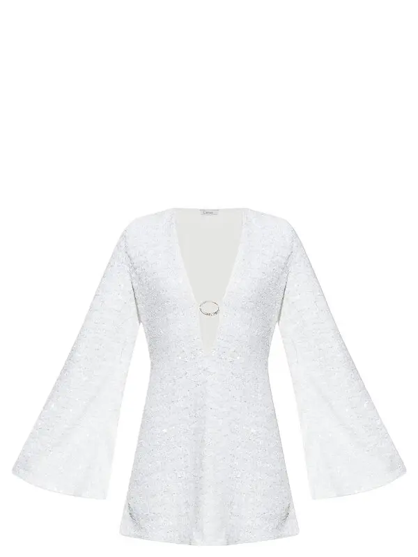 Oseree Sequin Mini Dress With Metal Ring - White