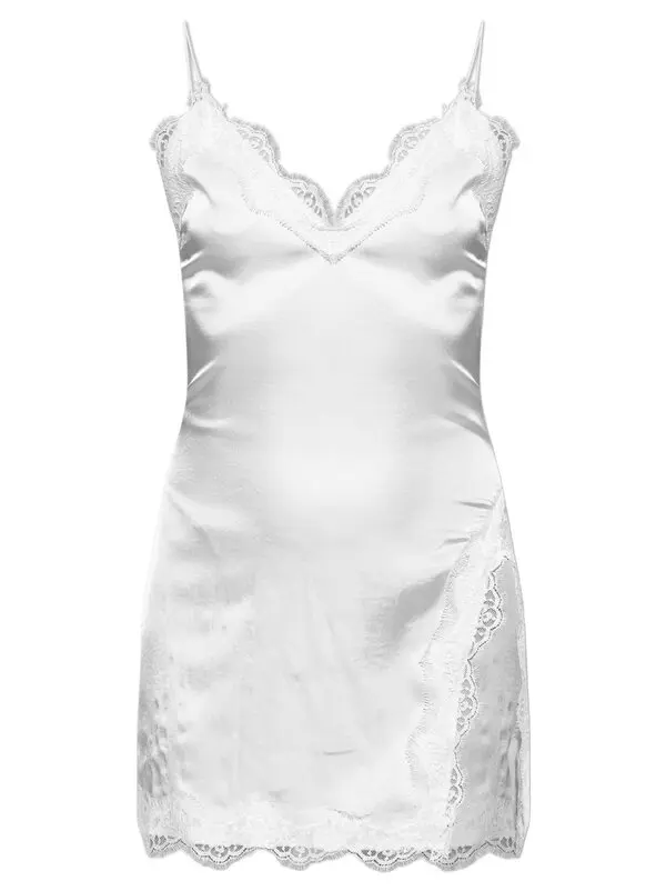 Oseree Dress With Lace Trim - White