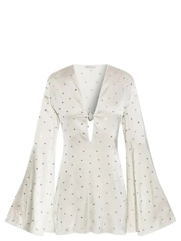 Oseree Crystal-embellished Mini Dress - White