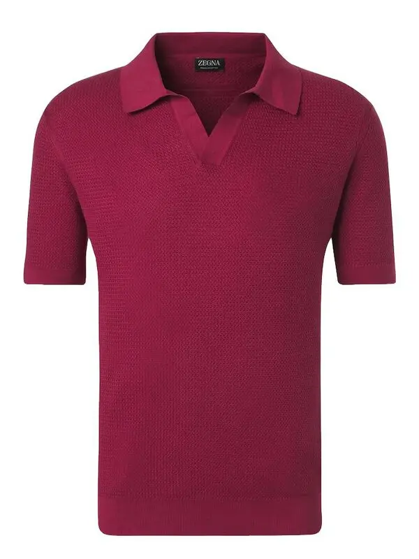 Zegna Knitted Cotton Polo Shirt - Pink