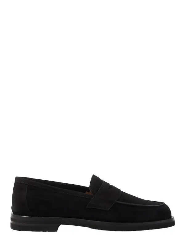 Thom Sweeney Suede Penny Loafers - Black