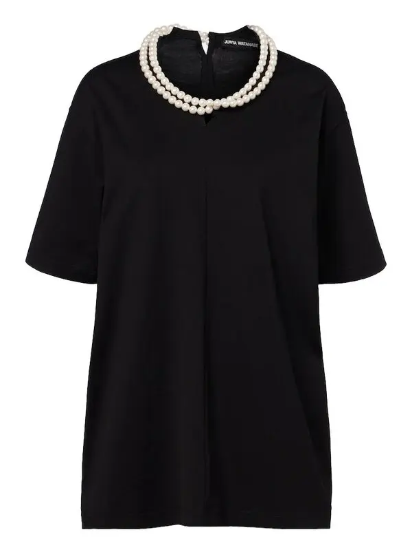 Junya Watanabe Oversized Embellished Cotton T-shirt - Black