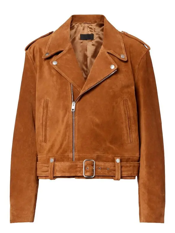 NILI LOTAN Evel Suede Biker Jacket - Brown