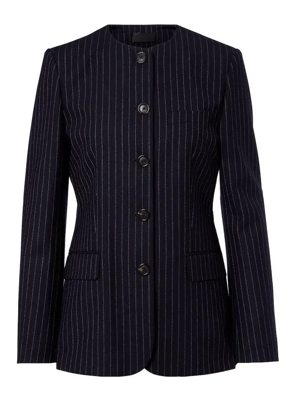 NILI LOTAN Gertrude Pinstripe Virgin Wool Jacket - Blue