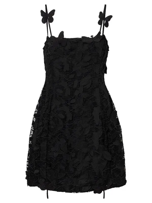 Blumarine Embroidered Lace Mini Dress - Black