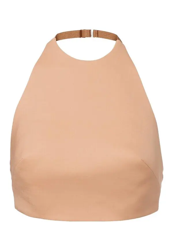 MUGLER Wool-blend Crop Top - Beige
