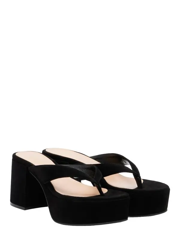 GIANVITO ROSSI Suede Platform Thong Sandals - Black
