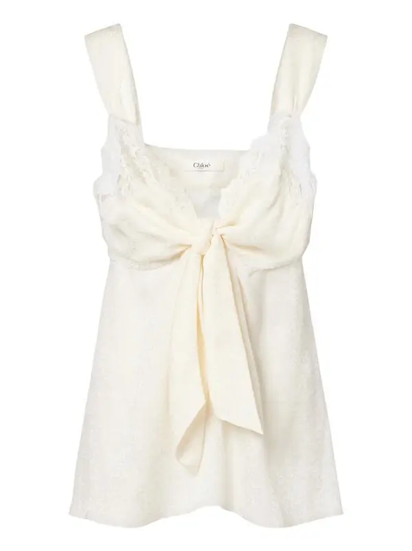 Chloé Lace-trimmed Silk Top - White