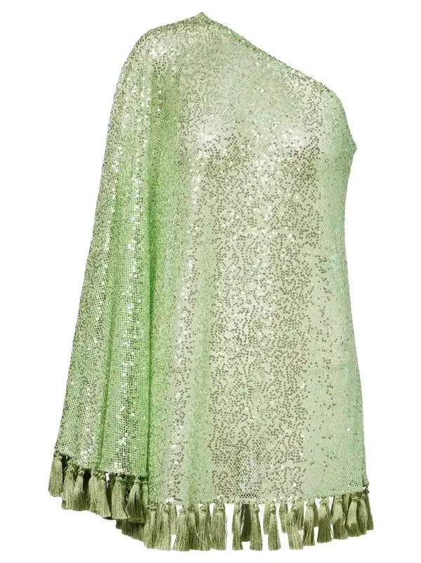 TALLER MARMO Trench One-shoulder Sequined Minidress - Green