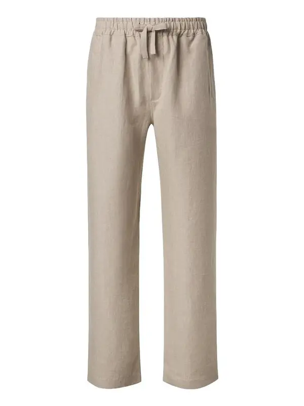 SAMAN AMEL Linen Wide-leg Trousers - White
