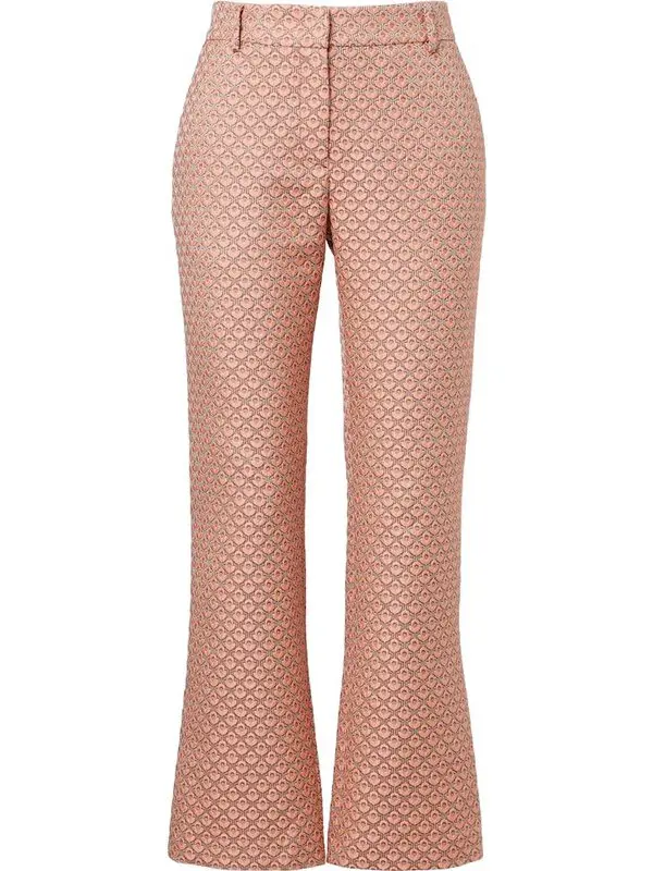 La DoubleJ 24/7 Floral Jacquard Flared Pants - Pink