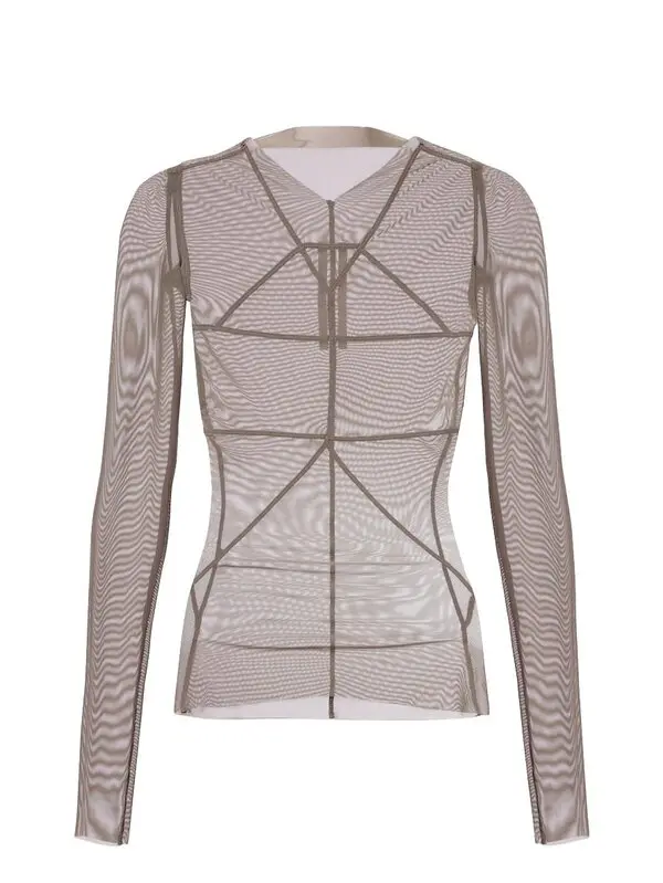 Rick Owens Temple Sheer Tulle Top - Grey