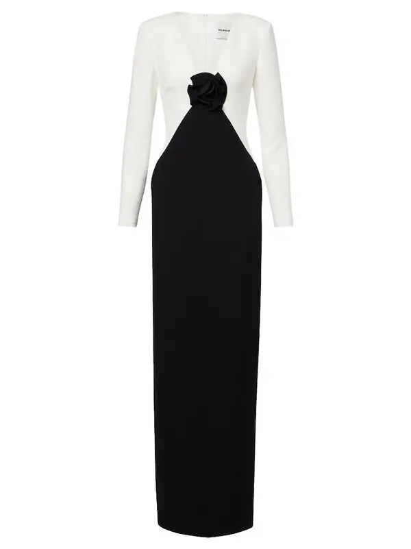 Roland Mouret Floral-appliqué Crêpe Gown - Black