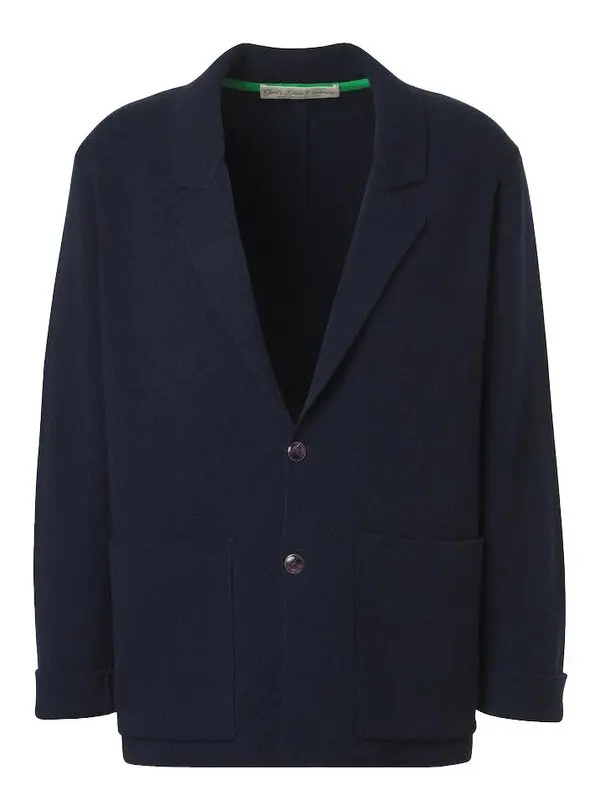 GOD'S TRUE CASHMERE Navy/amethyst Single-breasted Cashmere Blazer - Blue