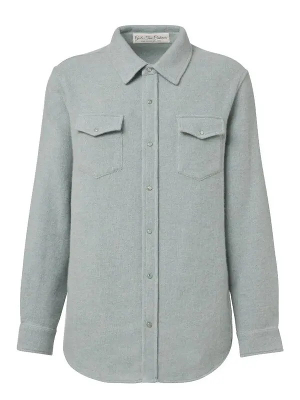 GOD'S TRUE CASHMERE Cashmere Shirt With Emeralds - Blue