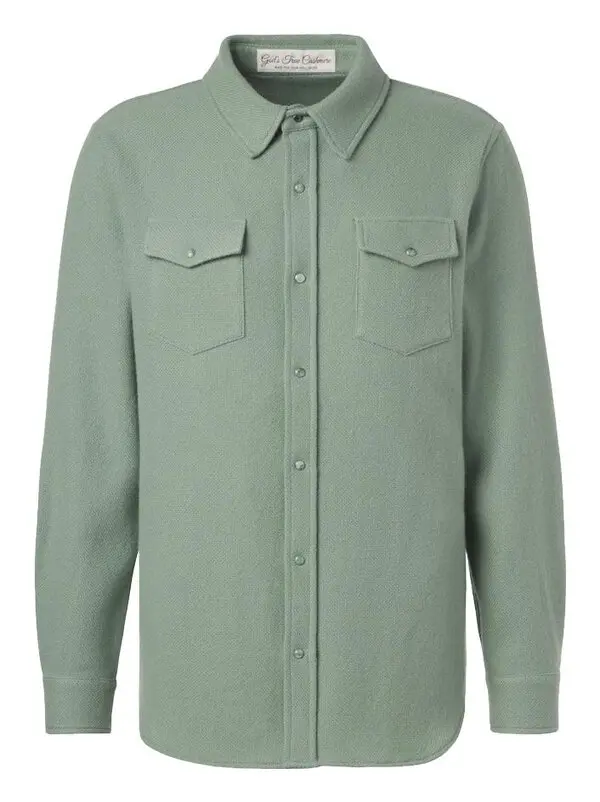 GOD'S TRUE CASHMERE Cashmere Shirt With Emeralds - Green