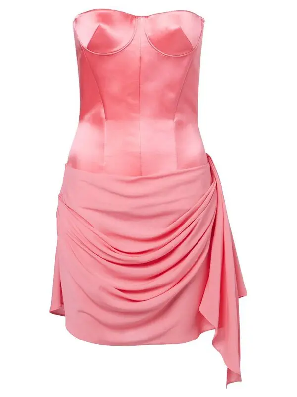 Alex Perry Draped Silk Corset Dress - Pink