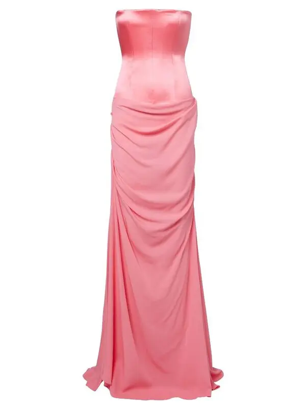 Alex Perry Draped Silk Gown - Pink