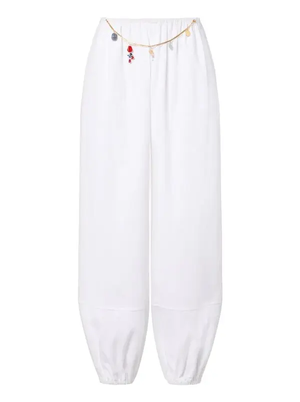 Stella McCartney Embellished Cotton Tapered Pants - White