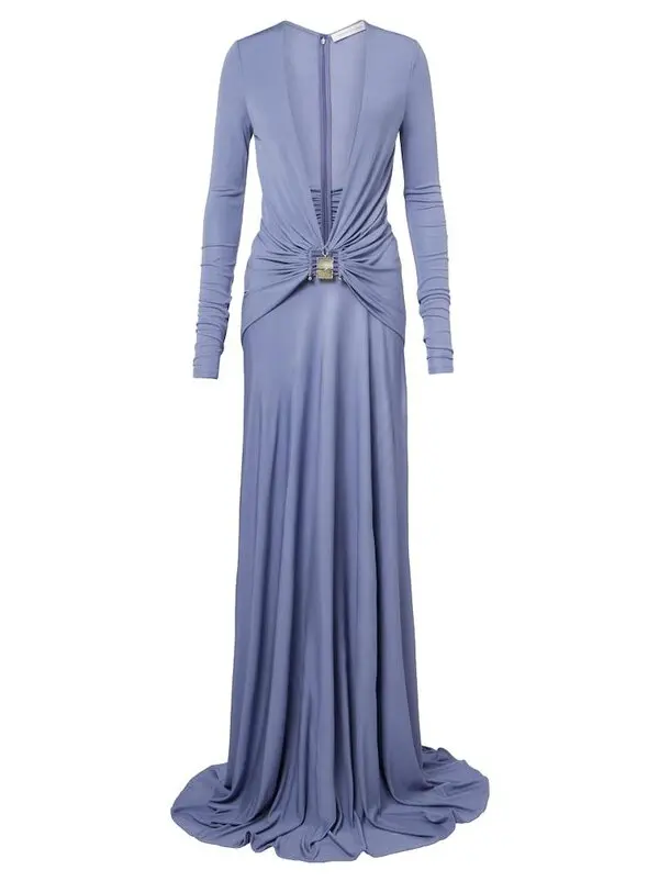 Christopher Esber Bezel Quartz Embellished Maxi Dress - Purple