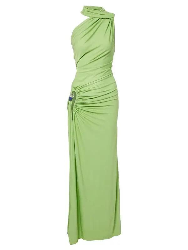 Christopher Esber Cutout Embellished Draped Maxi Dress - Green