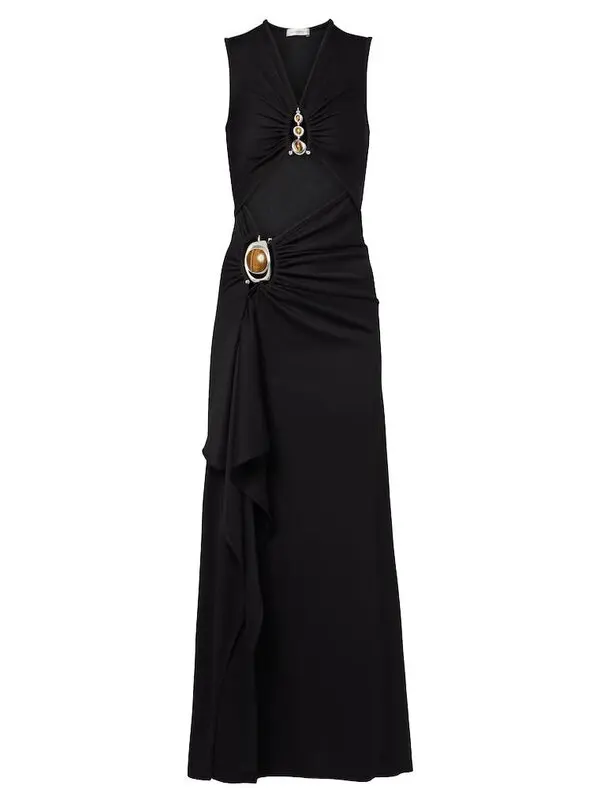 Christopher Esber Droplet Crystal Cutout Embellished Maxi Dress - Black