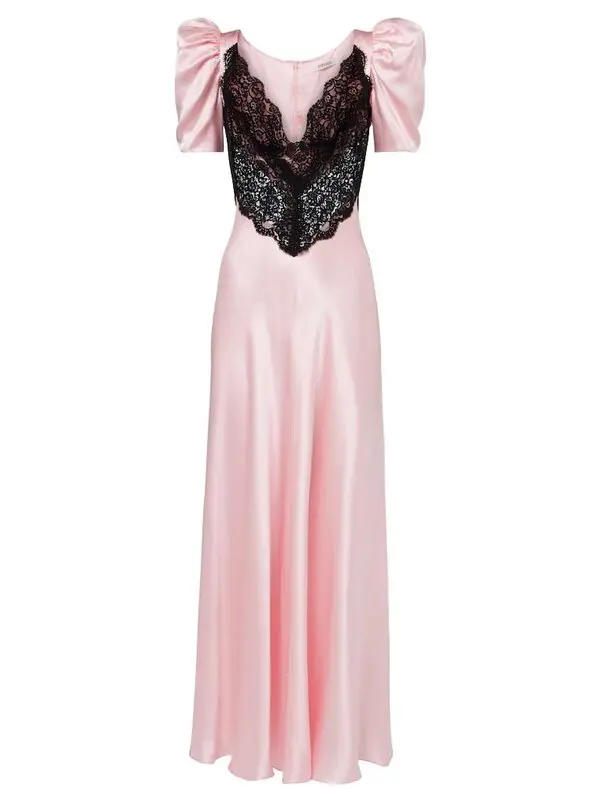 RODARTE Lace-trimmed Silk Cocktail Dress - Pink
