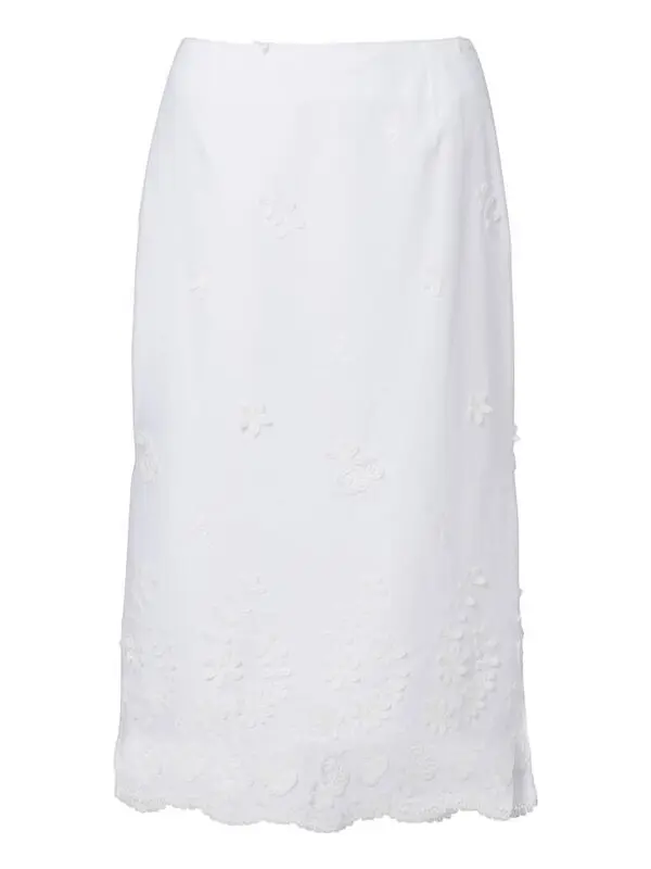 Altuzarra Malik Embroidered Cotton Midi Skirt - White