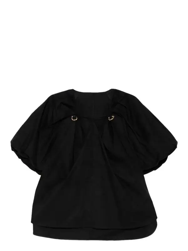 JNBY Metal-pleated V-neck Blouse - Black