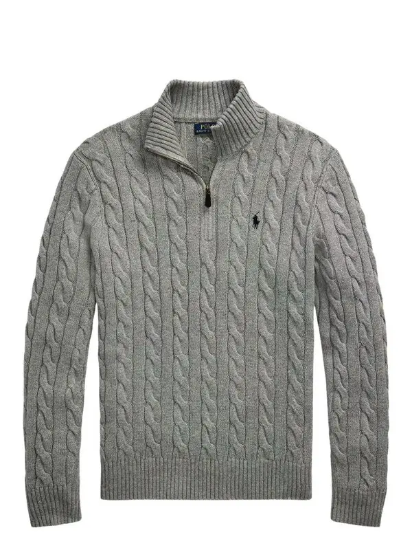 Polo Ralph Lauren Cable-knit Quarter-zip Sweater - Grey